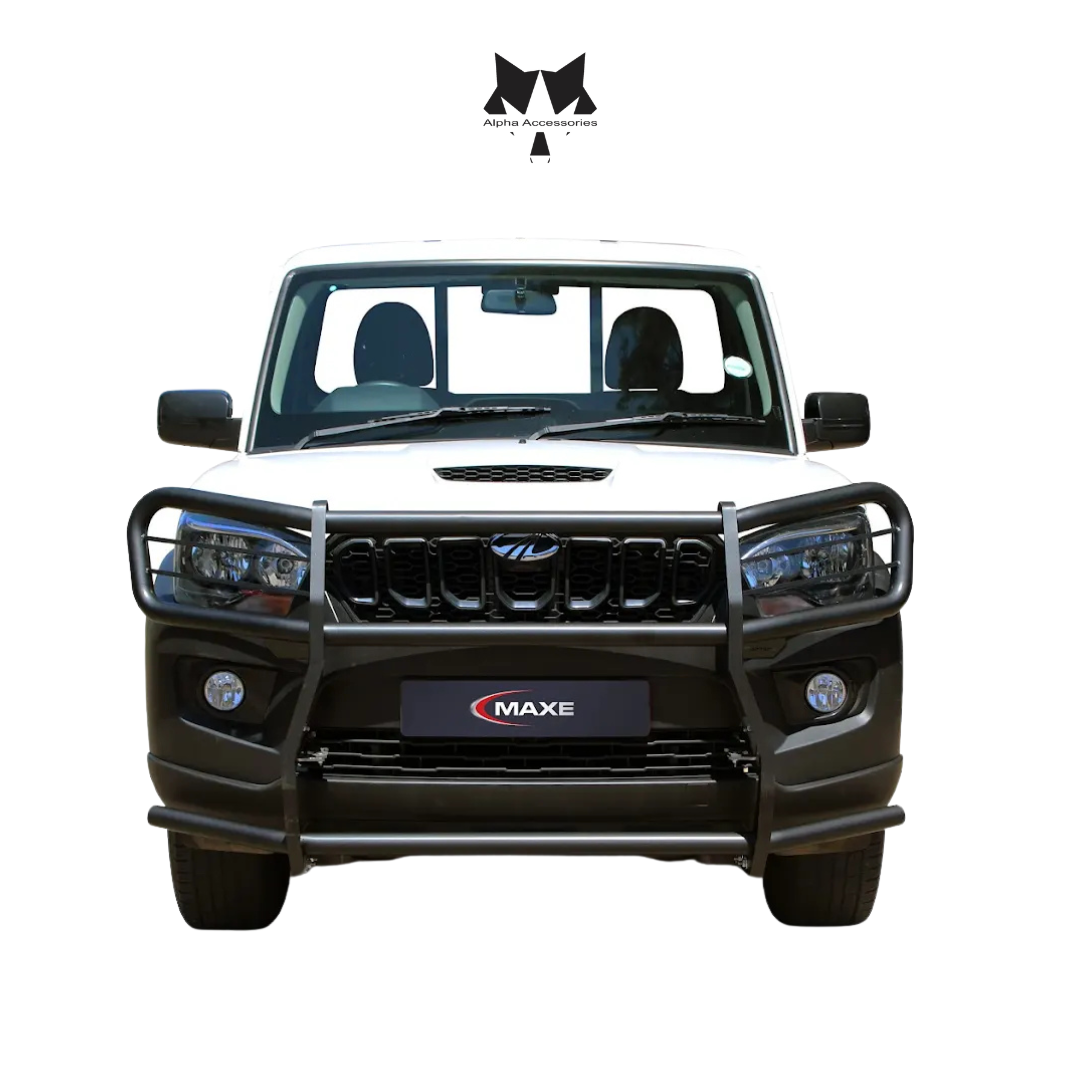 Maxe | Mahindra Pick-Up Black Coated Stainless Steel Fullface Bullbar ...