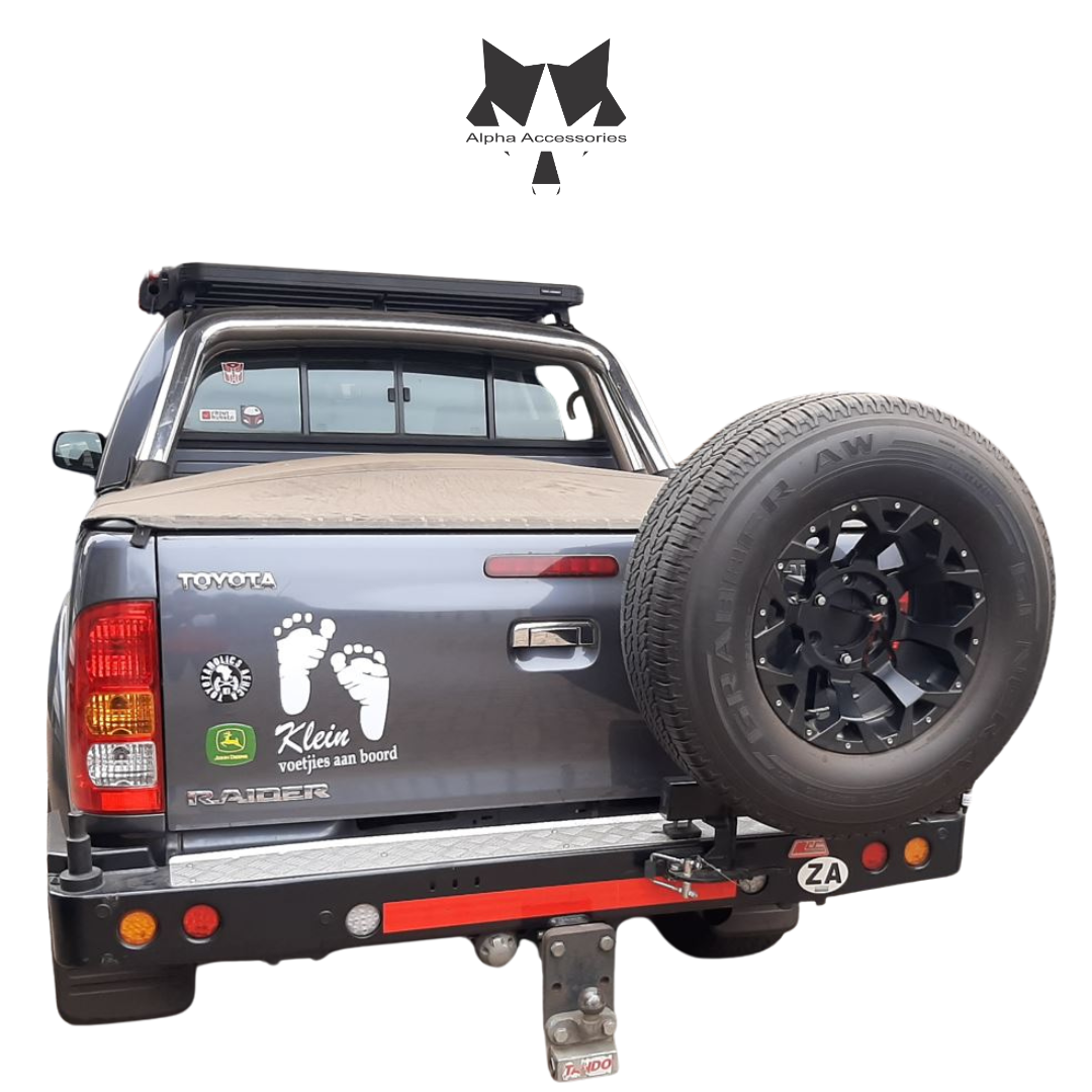 HILUX D4D 2005–2016: Rear Replacement Bumper with 1x Spare Wheel Carri — Alpha Accessories (Pty) Ltd