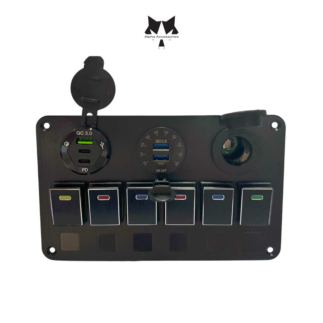 Lumeno | 6 Way Switch & Socket Panels — Alpha Accessories (Pty) Ltd